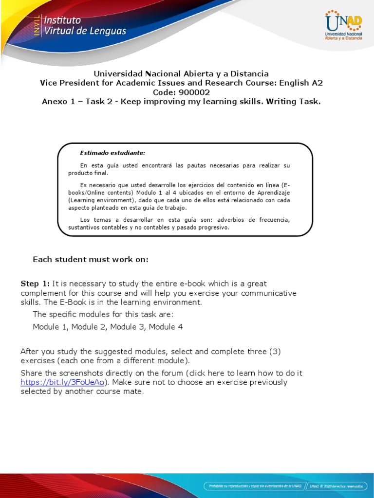 Anexo 1 - Activity 2 Keep Improving My Learning Skills - Writing Task | PDF