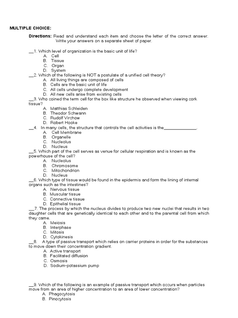 General Biology 1 Module 1 Week 1 Pdf Cell Biology Cell Nucleus