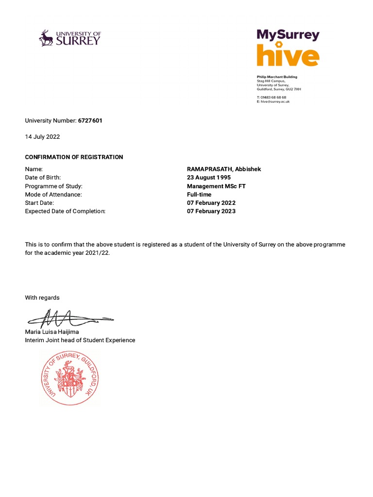 Conf of Registration - SS PRINT VER | PDF