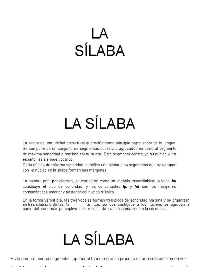 Estructura y Tipos de Sílabas | PDF | Sílaba | Palabra