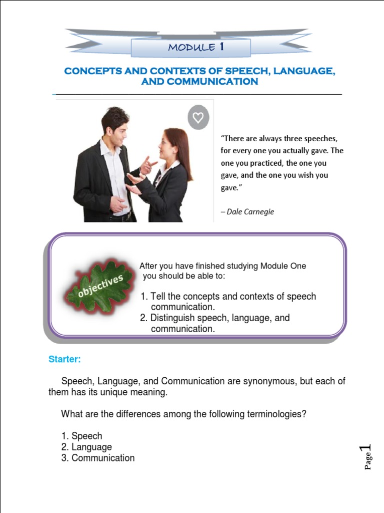 Speech and Theater Arts - Module 1 | PDF | Communication | Speech