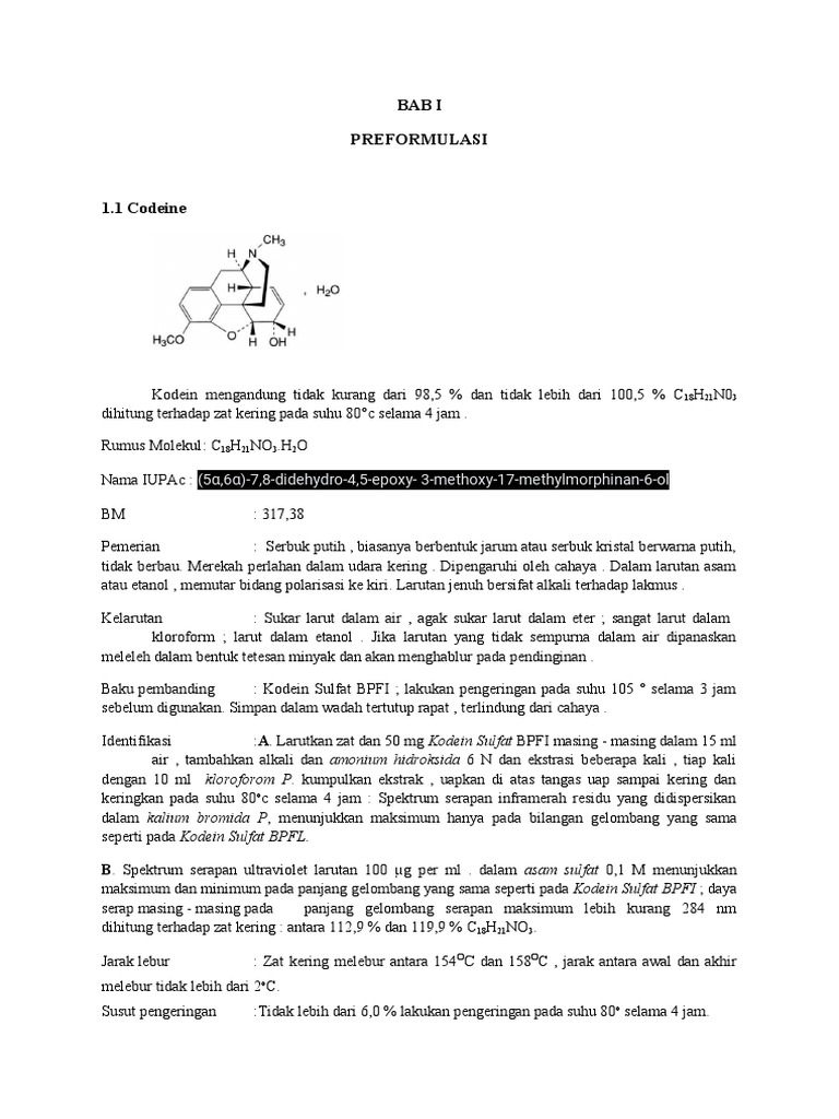 Codein Tablet Farmasi Industri Preformulasinya | PDF