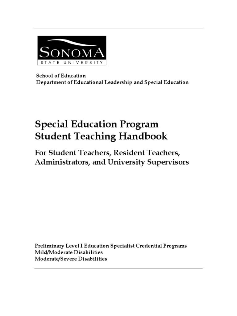 Special Ed Student Teaching Handbook | PDF | Individualized Education ...