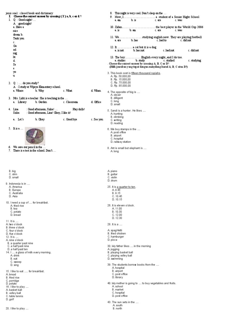 Closed book multiple choice test questions | PDF