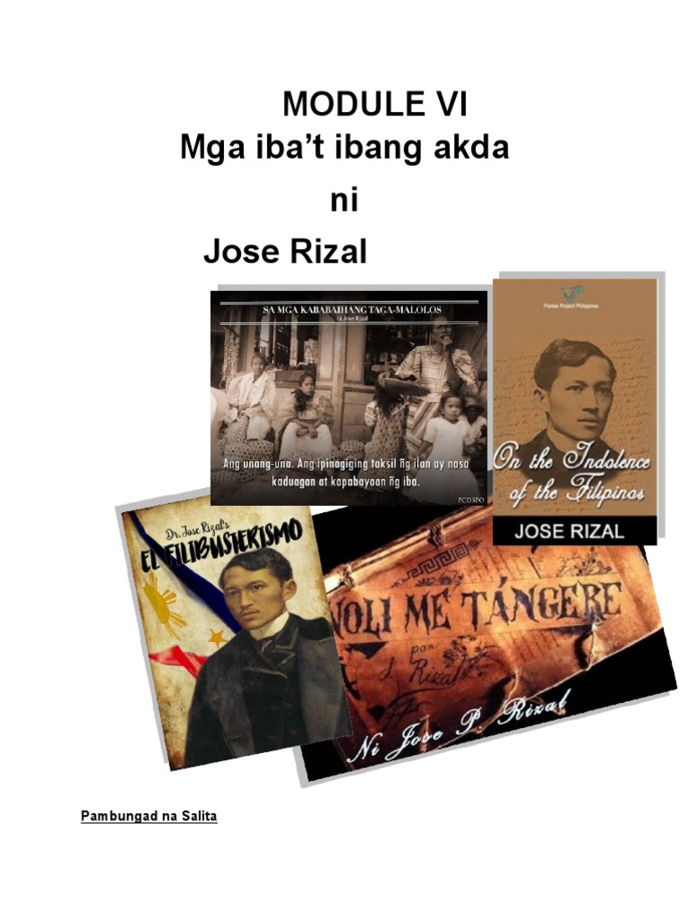 Module Vi - Mga Ibat Ibang Akda Ni Rizal | PDF