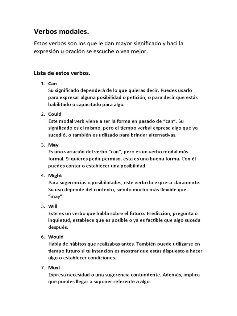 Verbos Modales | PDF | Verbo