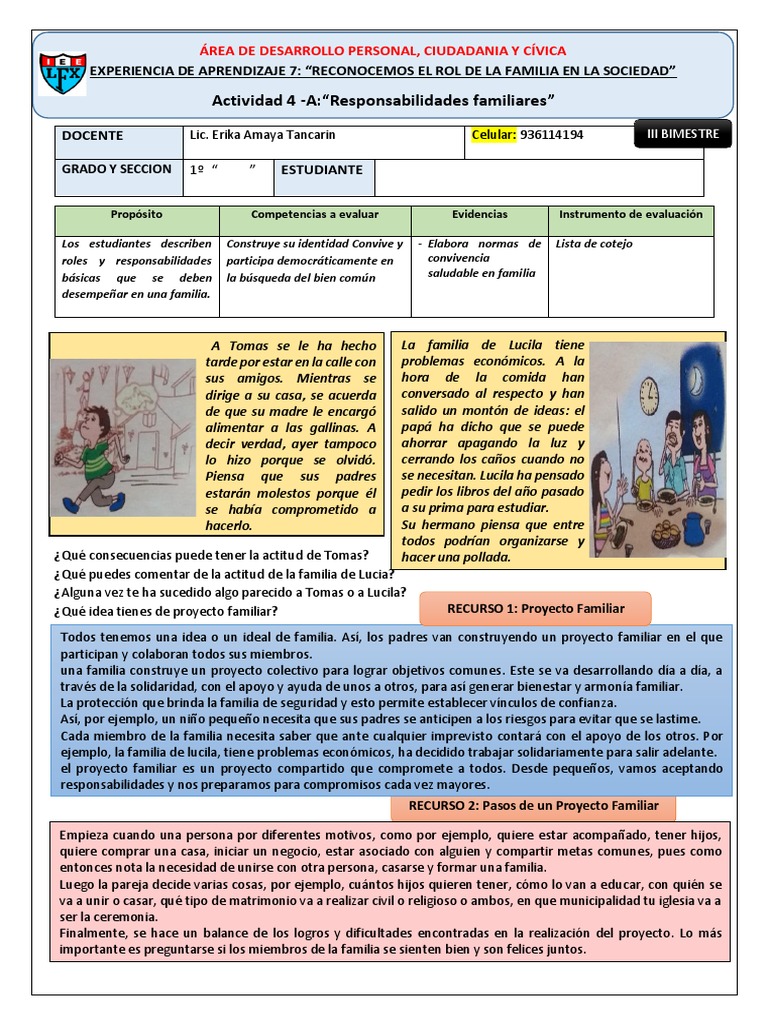 DPCC - ACTIVIDAD 4-2-Exp 7 | PDF | Familia | Comunicación