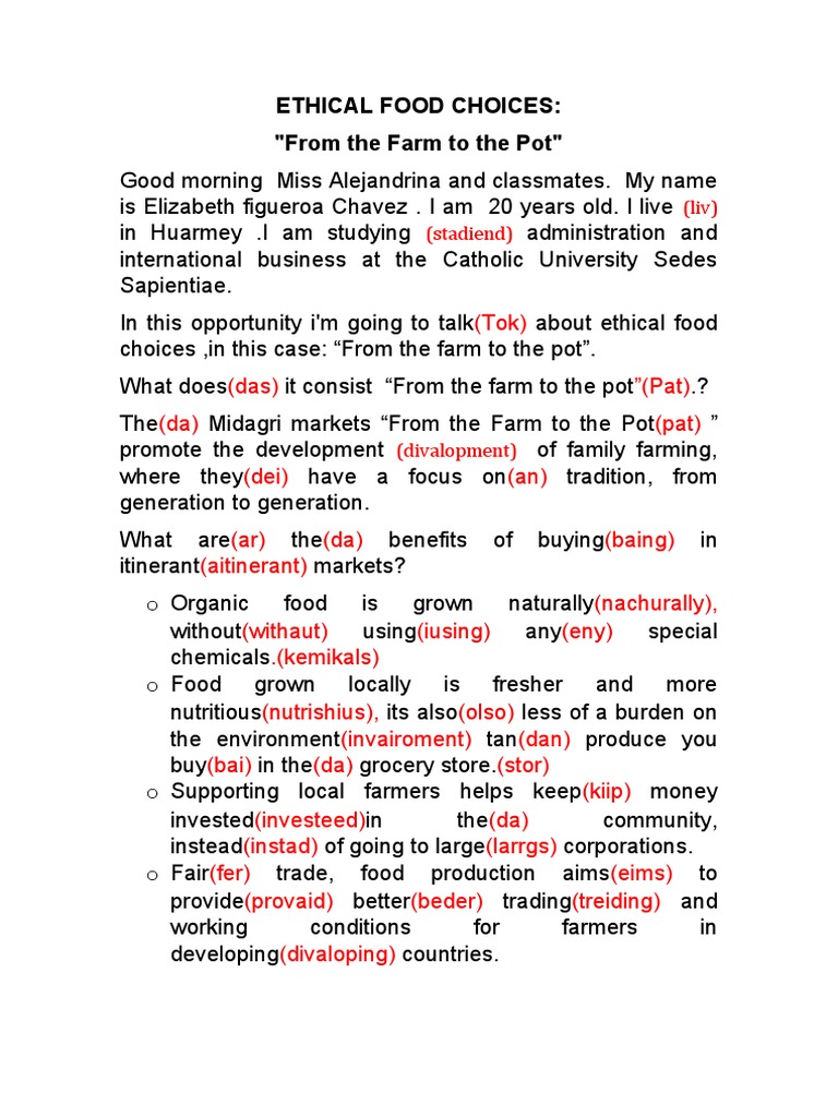 Writing 2 Ethical Food Choices | PDF | Food And Drink | Economies