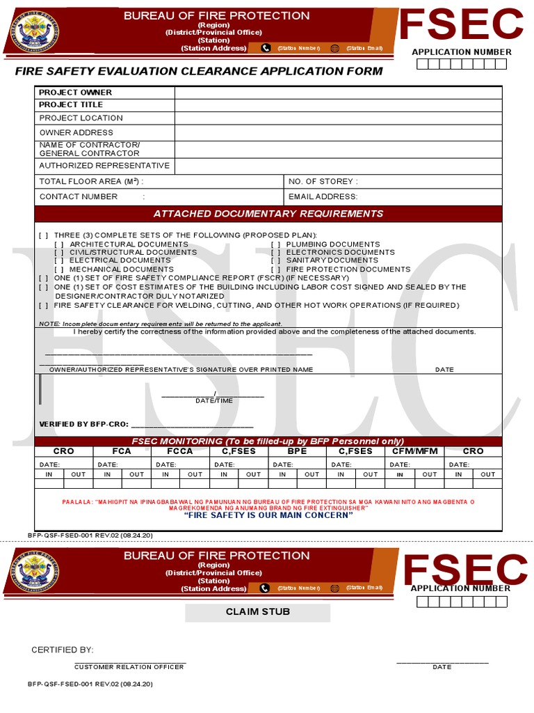 Fire Safety Evaluation Clearance Form | PDF