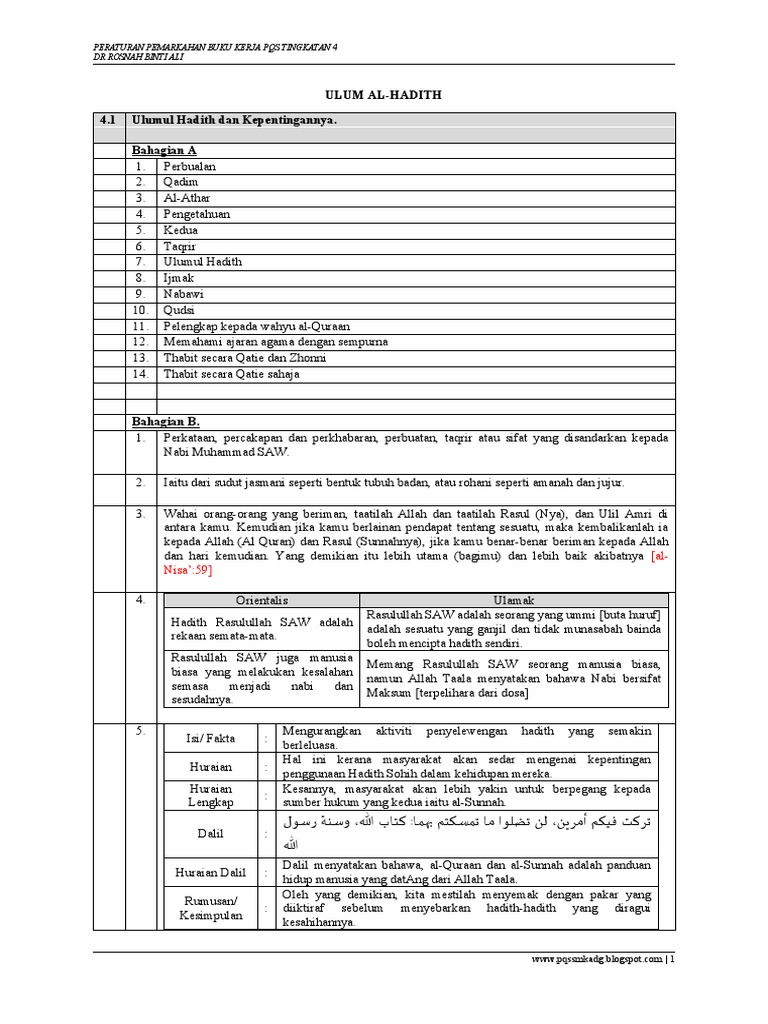 Pemahaman Ulumul Hadith dan Kepentingannya | PDF