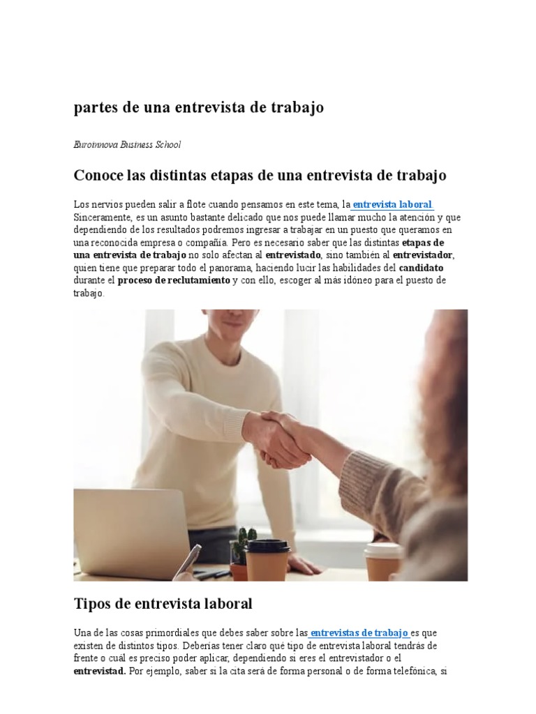 Etapas de Una Entrevista de Trabajo | PDF | Entrevista de trabajo ...