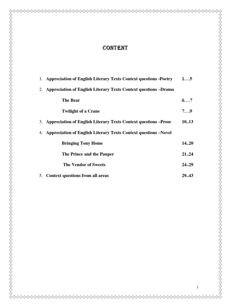 O_L English Literature Questions Bank | PDF