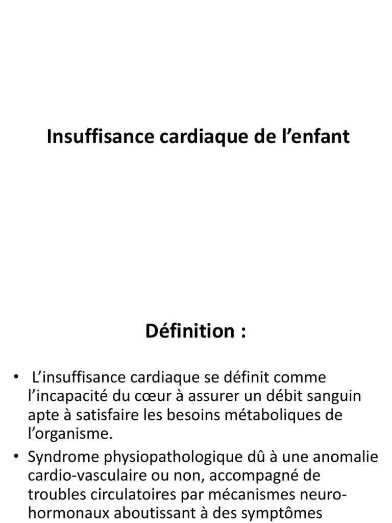 Insuffisance Cardiaque chez l'Enfant | PDF | Insuffisance cardiaque | Cœur