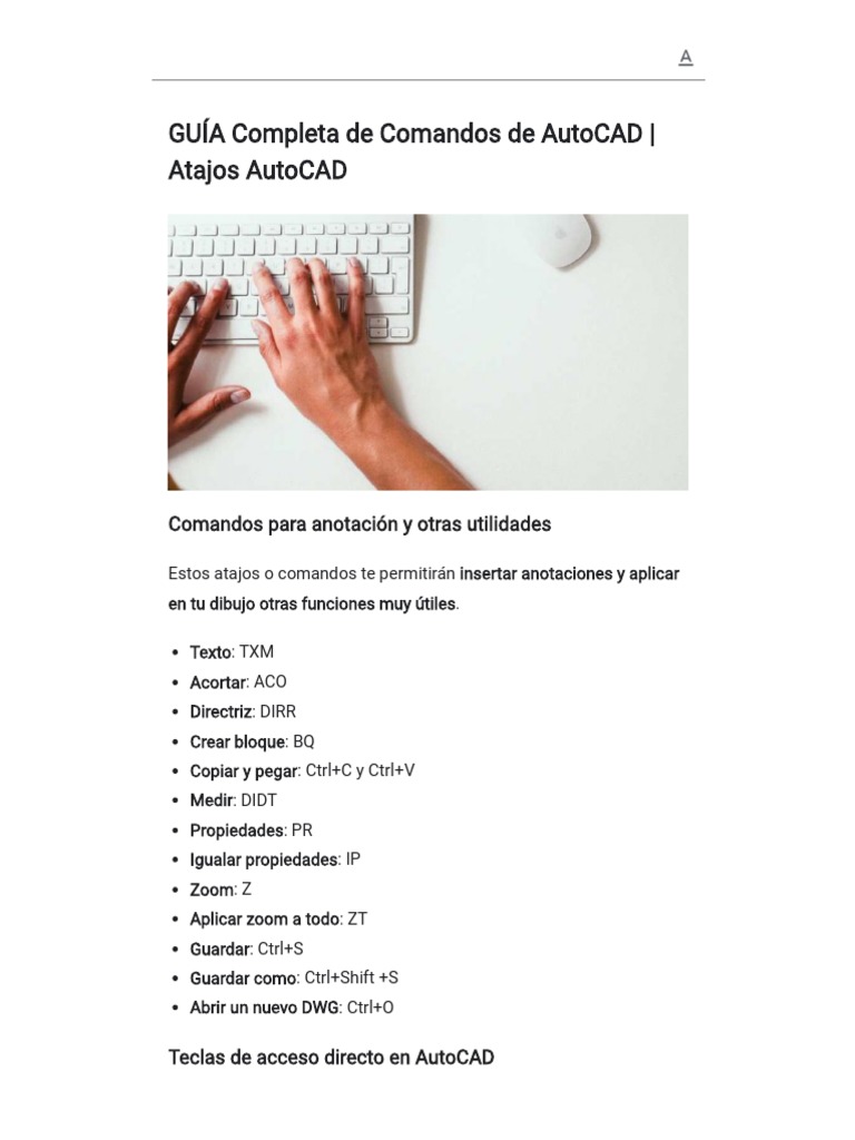GUÍA Completa de Comandos de AutoCAD _ Atajos AutoCAD - Modo de lectura ...