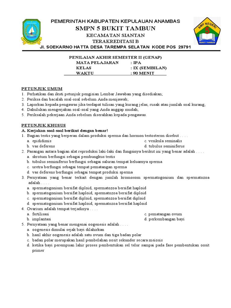 Soal PTS KLS 9 Semester Genap | PDF Soal PTS KLS 9 Semester Genap | PDF