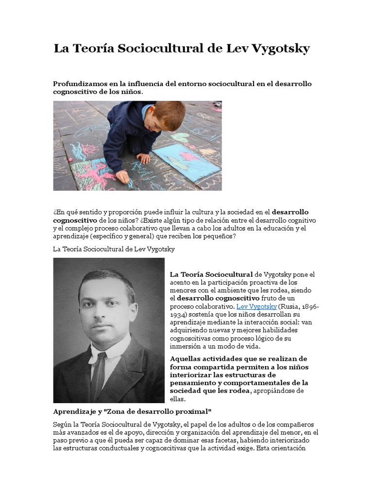 La Teoría Sociocultural de Lev Vygotsky | PDF | Aprendizaje ...