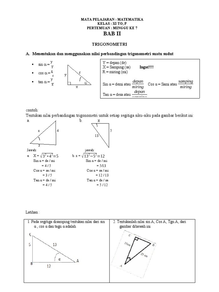 Bab 3 Trigonometri | PDF | Metode & Bahan Ajar