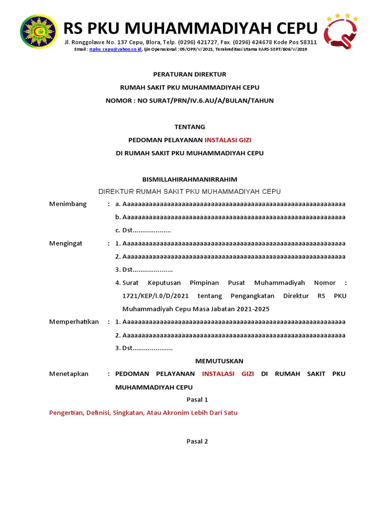 Format Pedoman Pelayanan | PDF