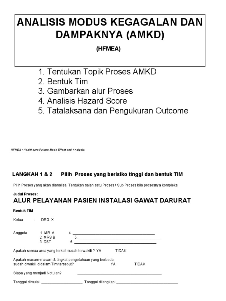 A.06 Contoh Tahapan Hfmea | PDF
