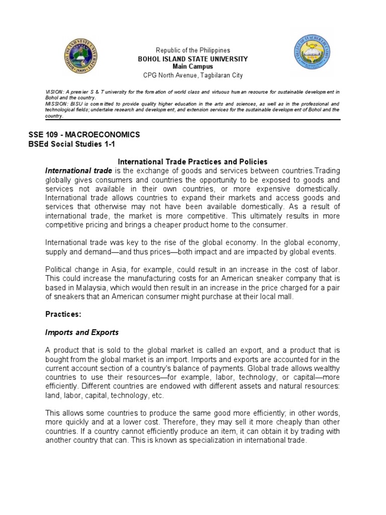 Macroeconomics - International Trade Practices & Policies | PDF | Free ...