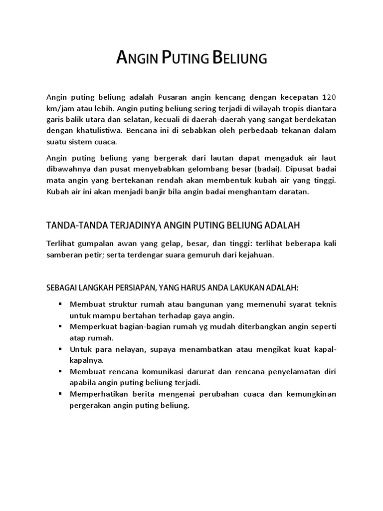 Apa Itu Puting Beliung Dan Cara Menghadapi Puting Beliung | PDF
