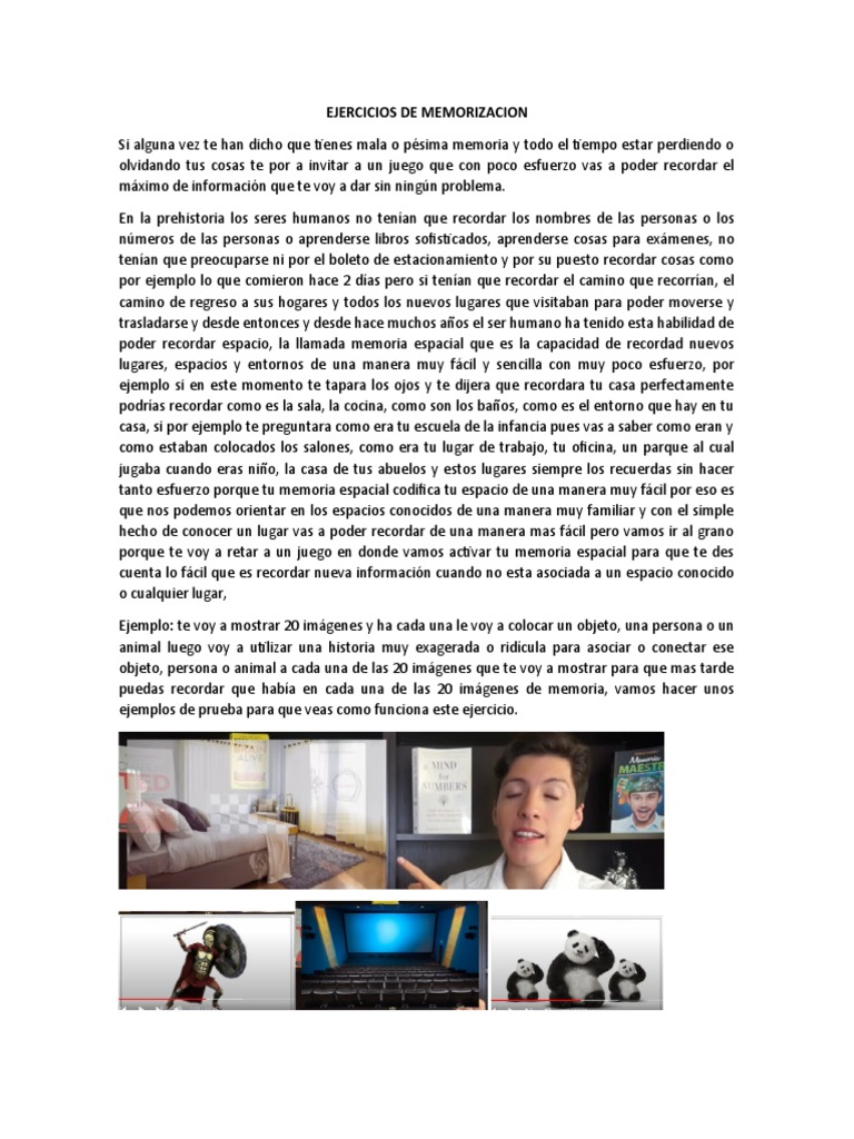 Ejercicios de Memorizacion | PDF | Memoria