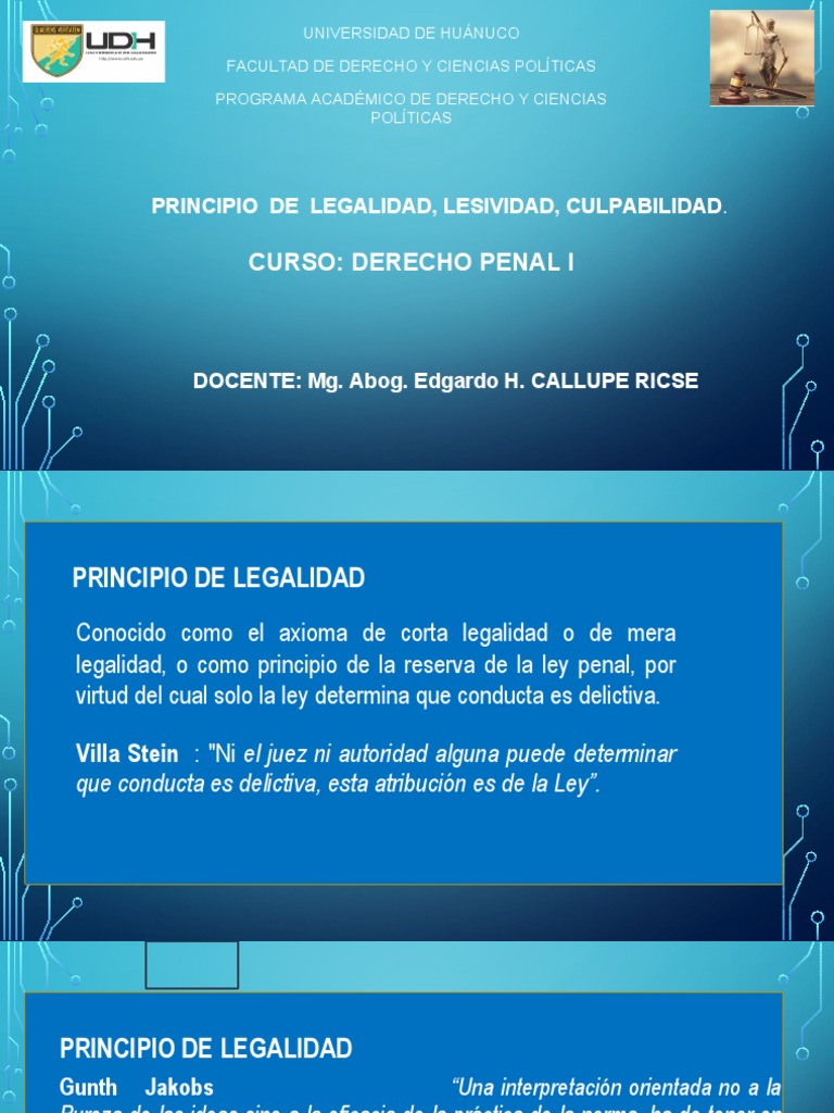 Principio de Legalidad, Lesividad y Culpabilidad | PDF | Derecho penal | Castigos
