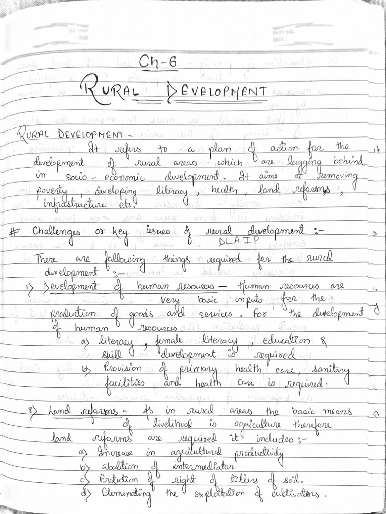 Chapter 6 Rural Development Economics Class 12 | PDF