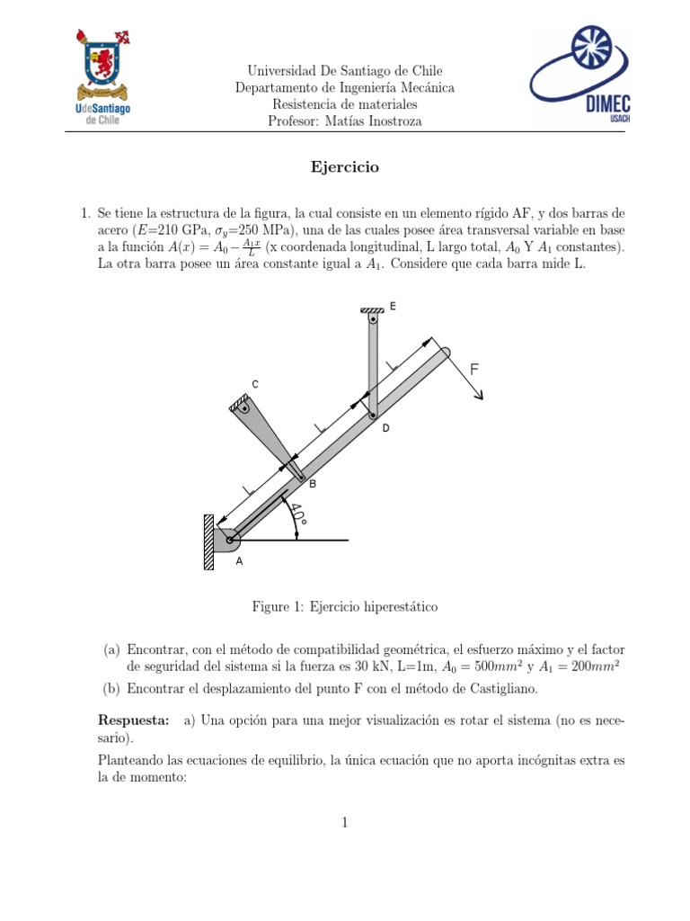 Análisis de esfuerzos y desplazamientos en una estructura hiperestática mediante los métodos de ...