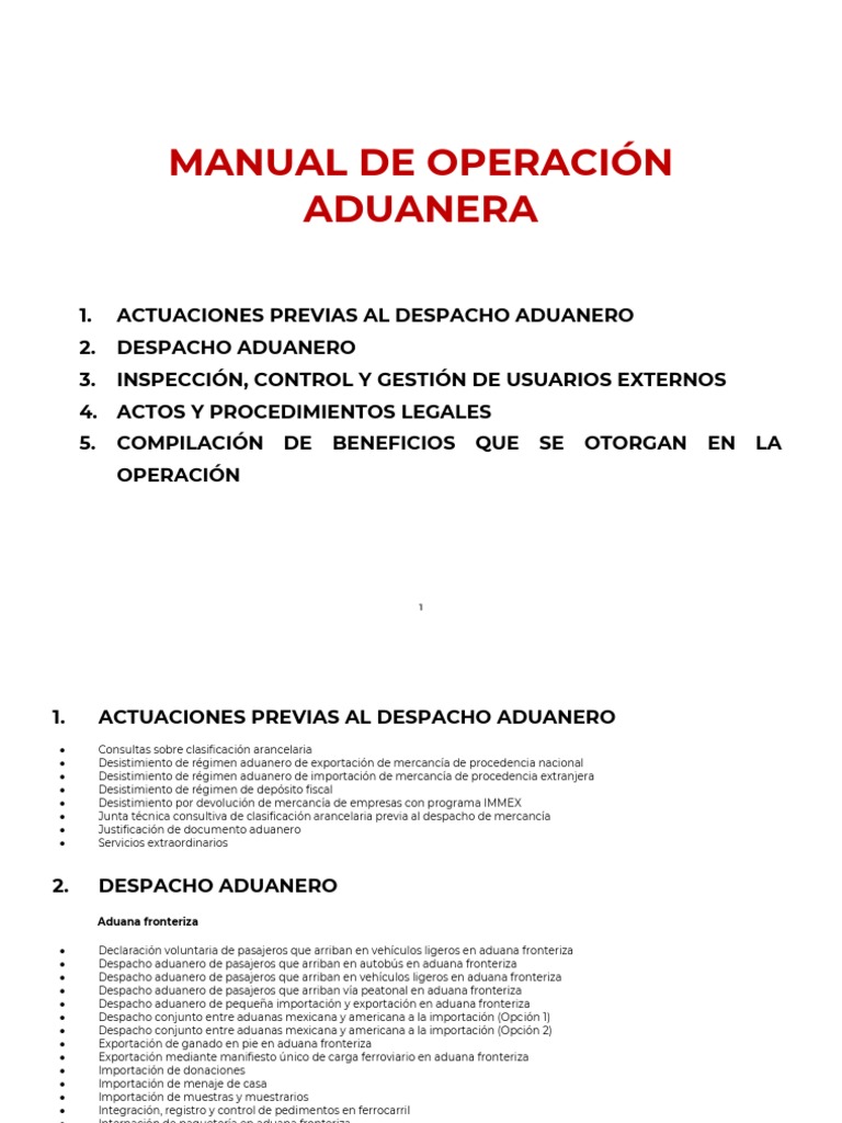 Manual de Operación Aduanera 2025 | PDF | aduana | El comercio ...