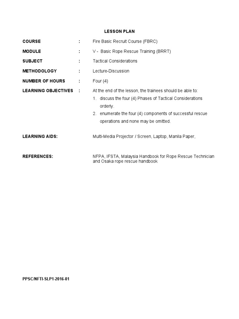 M5G BRT Tactical Consid | PDF | Lesson Plan | Lecture