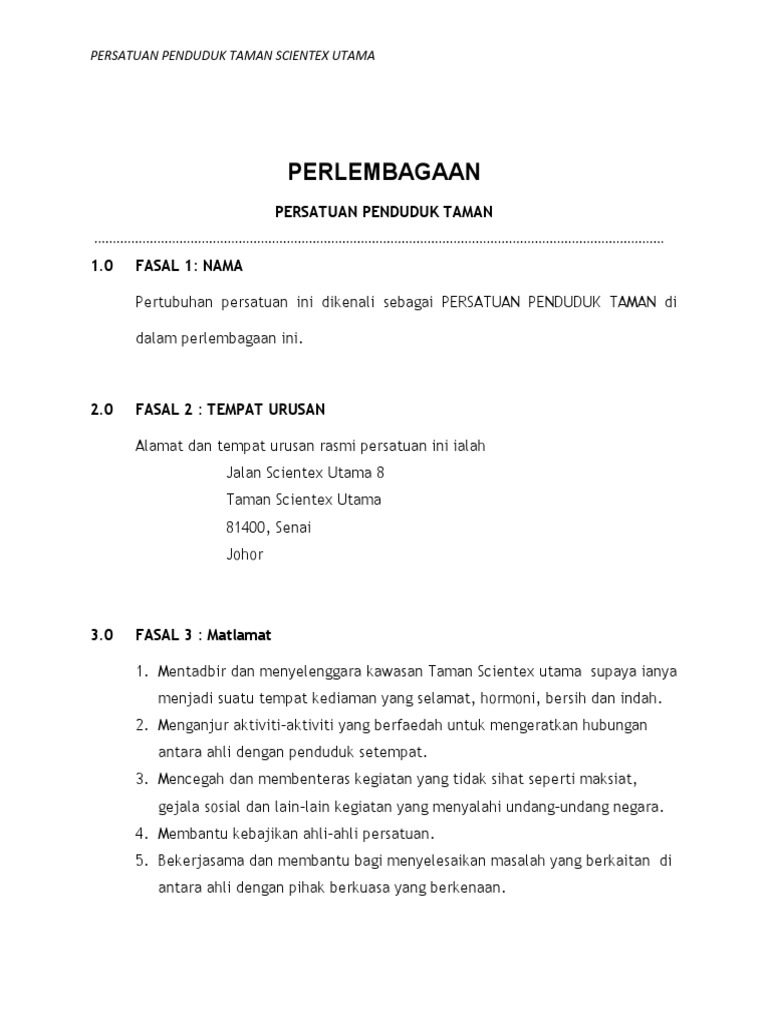 Kertas Kerja Penubuhan PENDUDUK | PDF