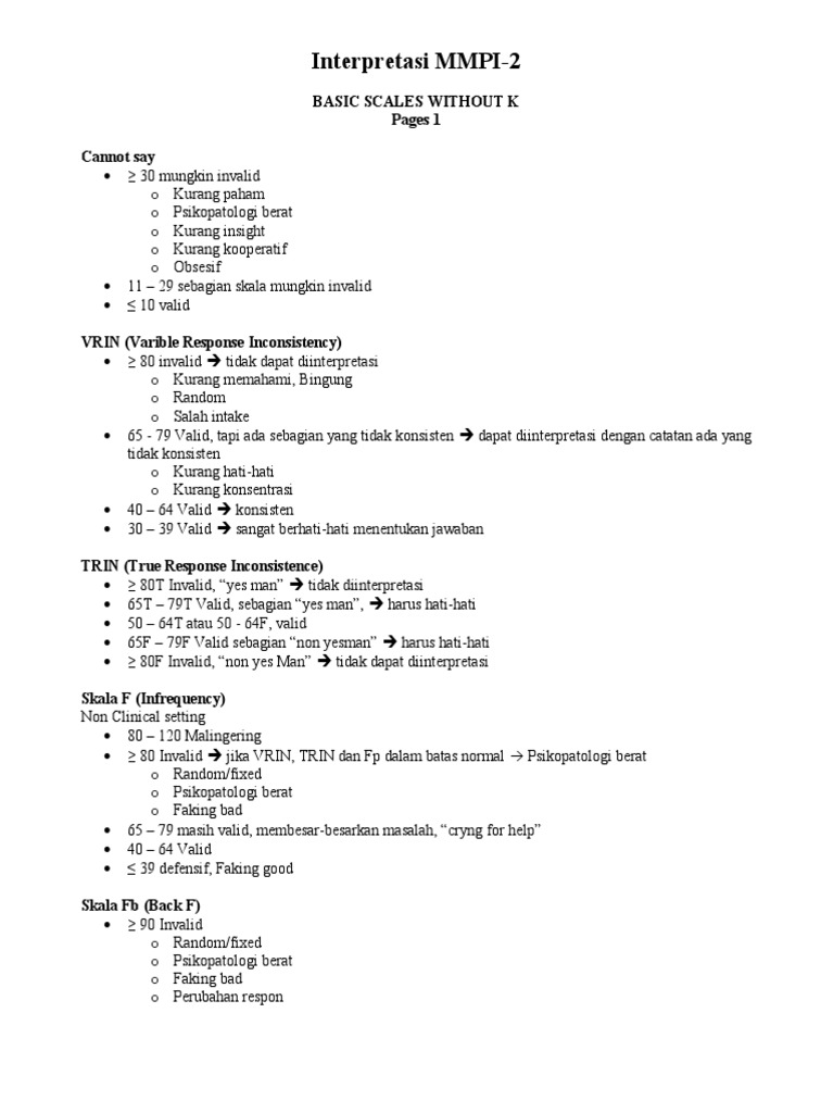 Interpretasi MMPI 2 | PDF | Gaya Hidup