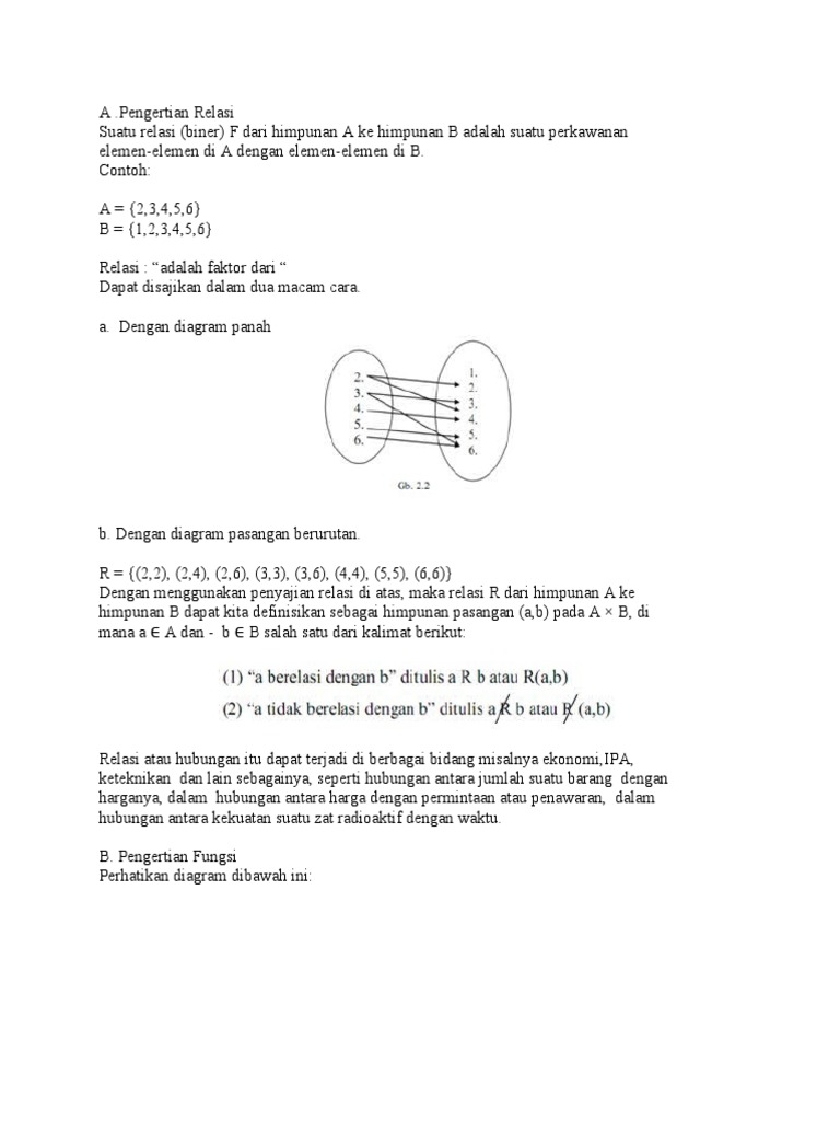 Pengertian Relasi & Fungsi | PDF