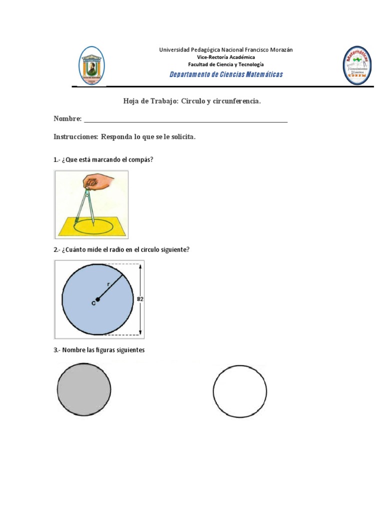 Hoja de Trabajo Circulo y Circunferencia | PDF | Métodos y materiales ...