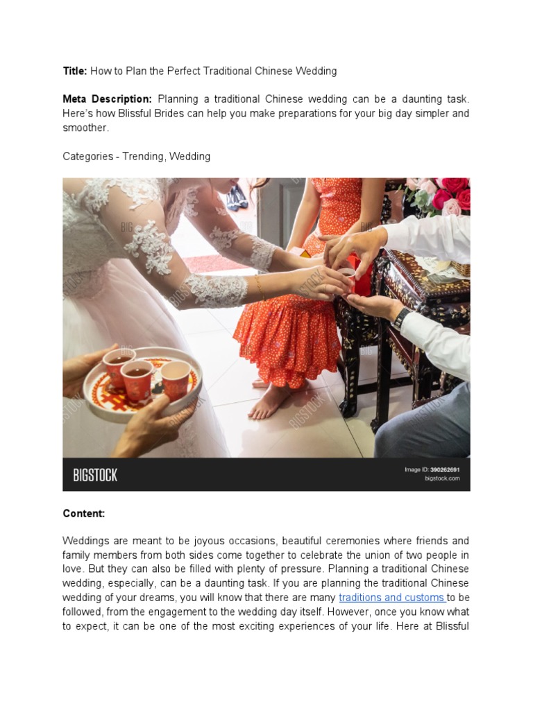 Plan Perfect Traditional Chinese Wedding | PDF | Wedding | Bride
