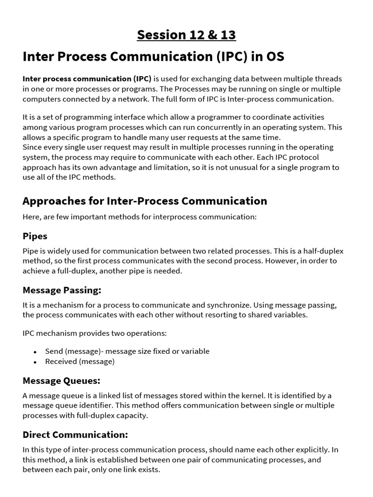 Inter Process Communication | PDF | Process (Computing) | Programming
