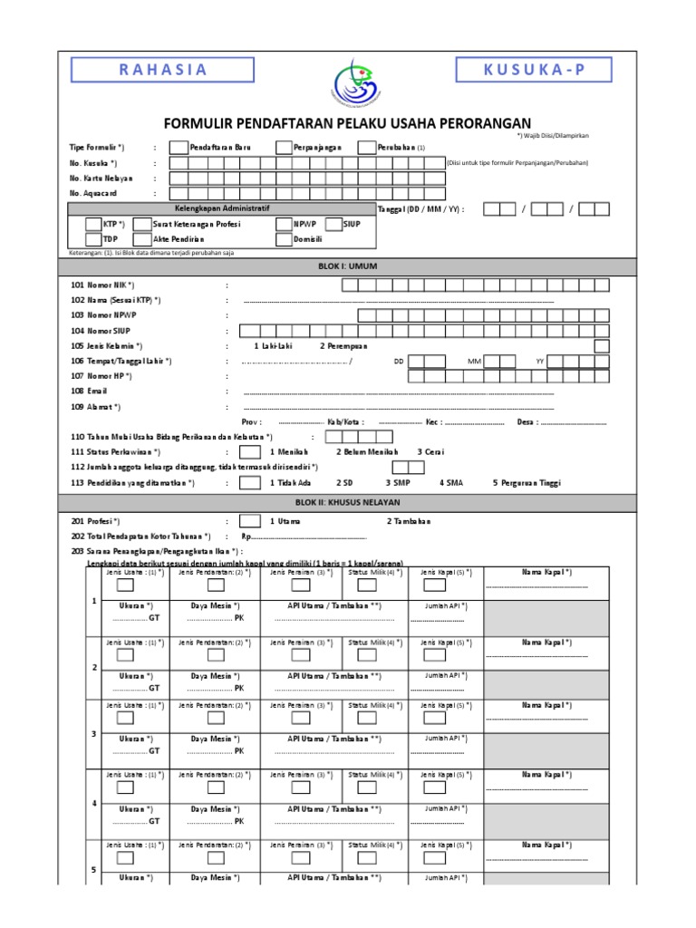Kuesioner Kusuka - Perseorangan (CL) | PDF