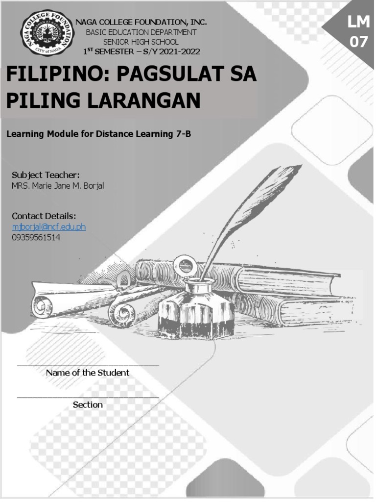 LM7B Pagsulat NG Katawan NG Panukalang Proyekto | PDF