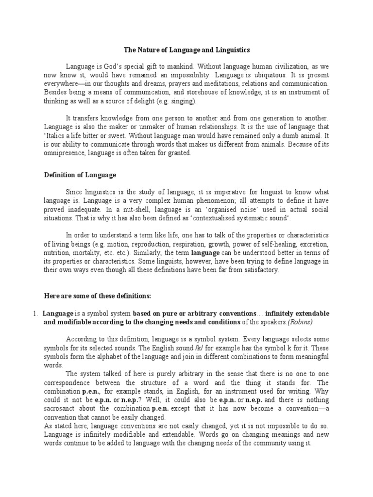 The Nature of Language | PDF | Communication | Linguistics