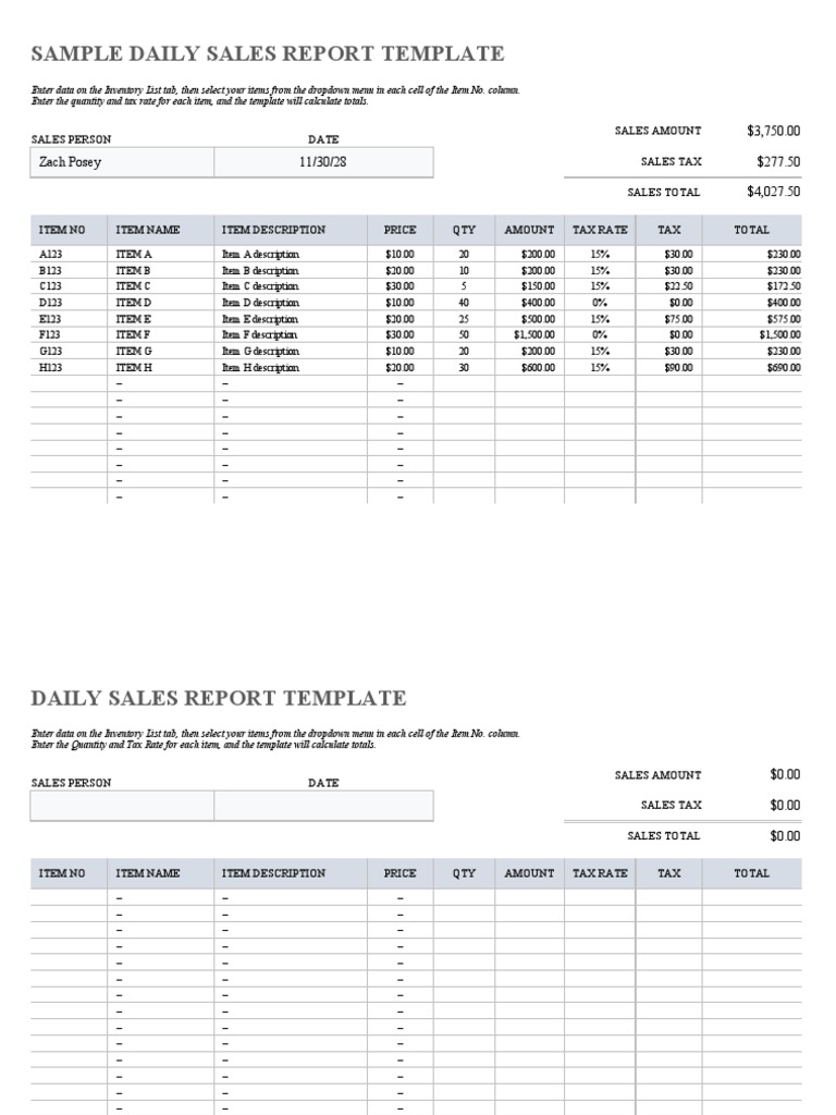 IC Sample Daily Sales Report 11436 | PDF | Economies