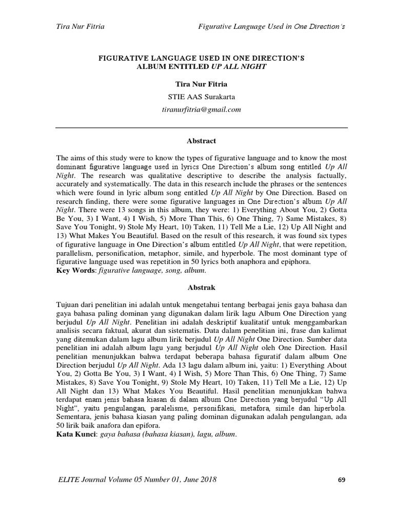 Figurative Language Used in One Direction's Album Entitled Up All Night | PDF | Metaphor | Analysis