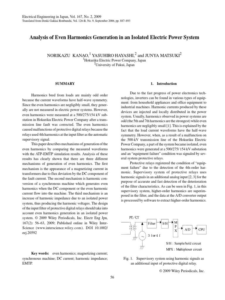 Electrical Engineering Japan - 2009 - Kanao - Analysis of Even Harmonics Generation in An ...