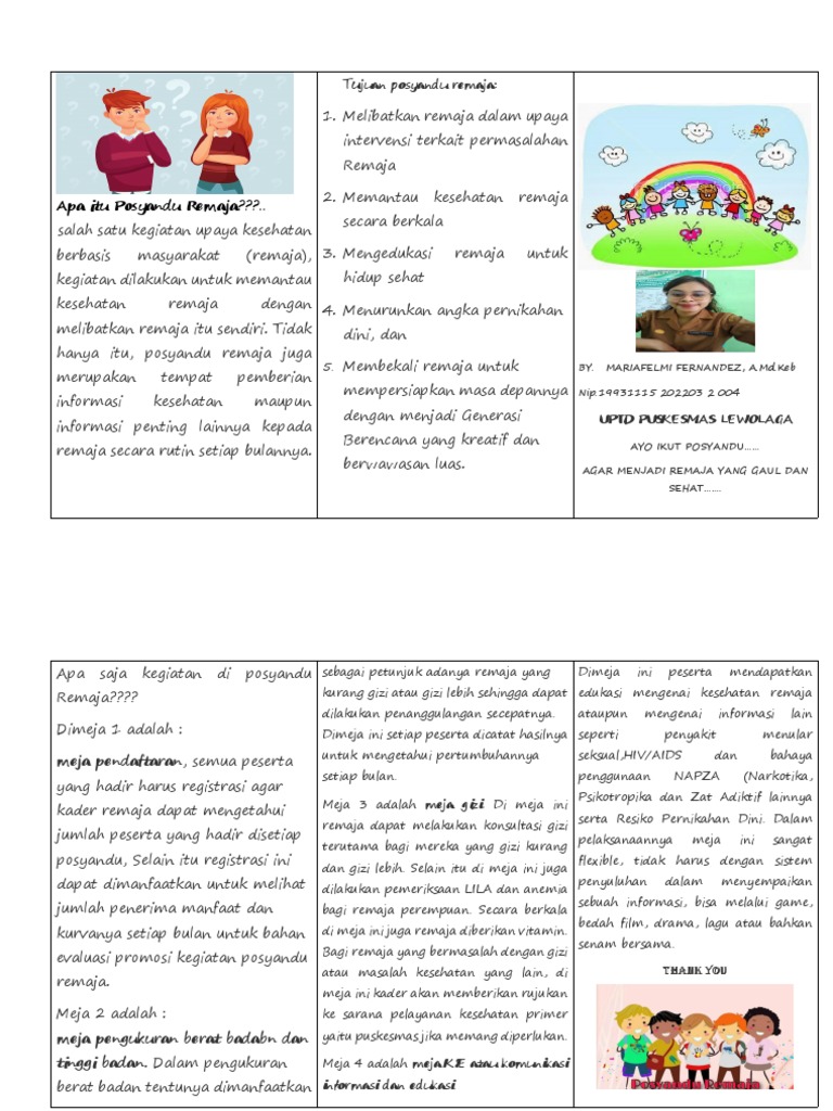 Leaflet 2 Posrem Terbaru | PDF | Pengembangan Diri | Kesehatan Holistik