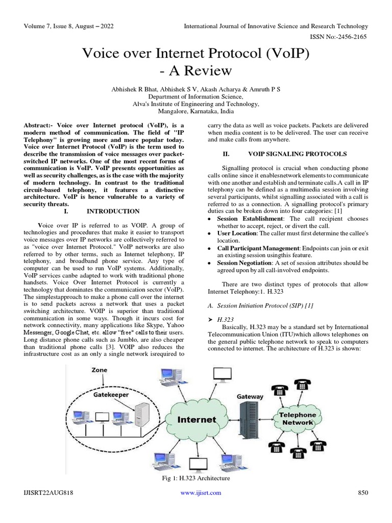 Voice Over Internet Protocol (VoIP) - A Review | PDF | Session ...