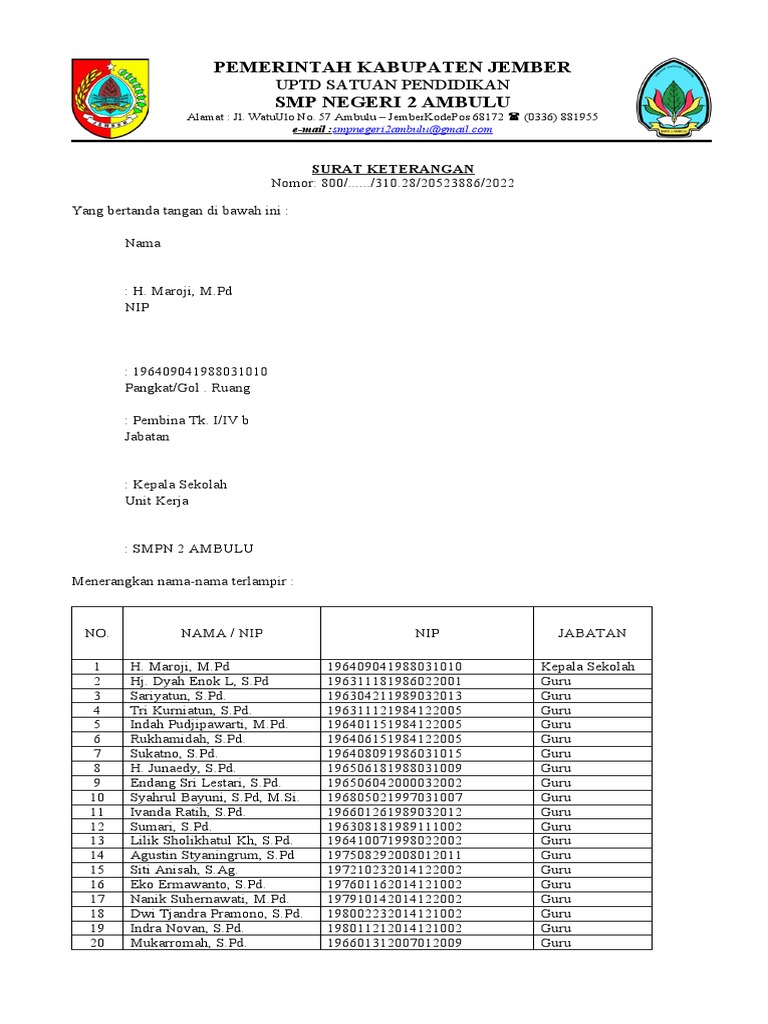 Surat Keterangan Presensi Online | PDF