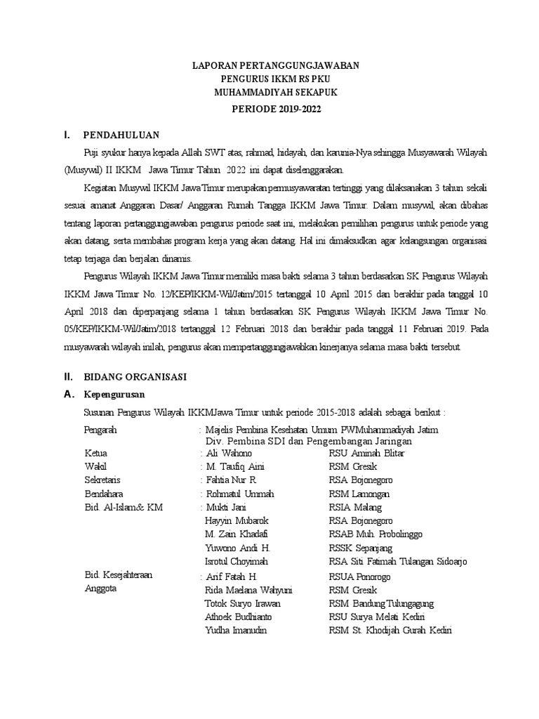 Laporan Pengurus Periode 2015-2018 | PDF