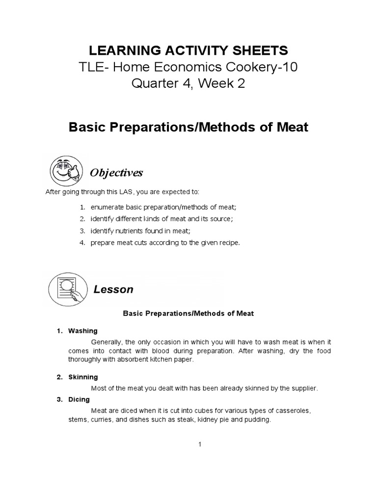 TLE-LAS-Cookery-10-Quarter-4-Week-2 | PDF | Beef | Cooking