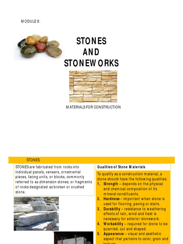 STONES and STONEWORKS | PDF | Rock (Geology) | Sedimentary Rock