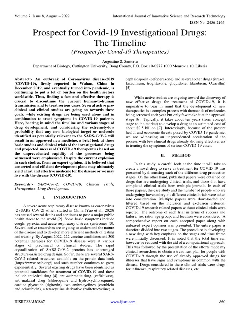 Prospect For Covid-19 Investigational Drugs The Timeline (Prospect For Covid-19 Therapeutics ...